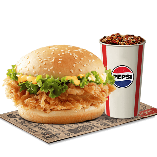 Krunch Burger + Drink: Delicious Krunch burger served with a refreshing ...